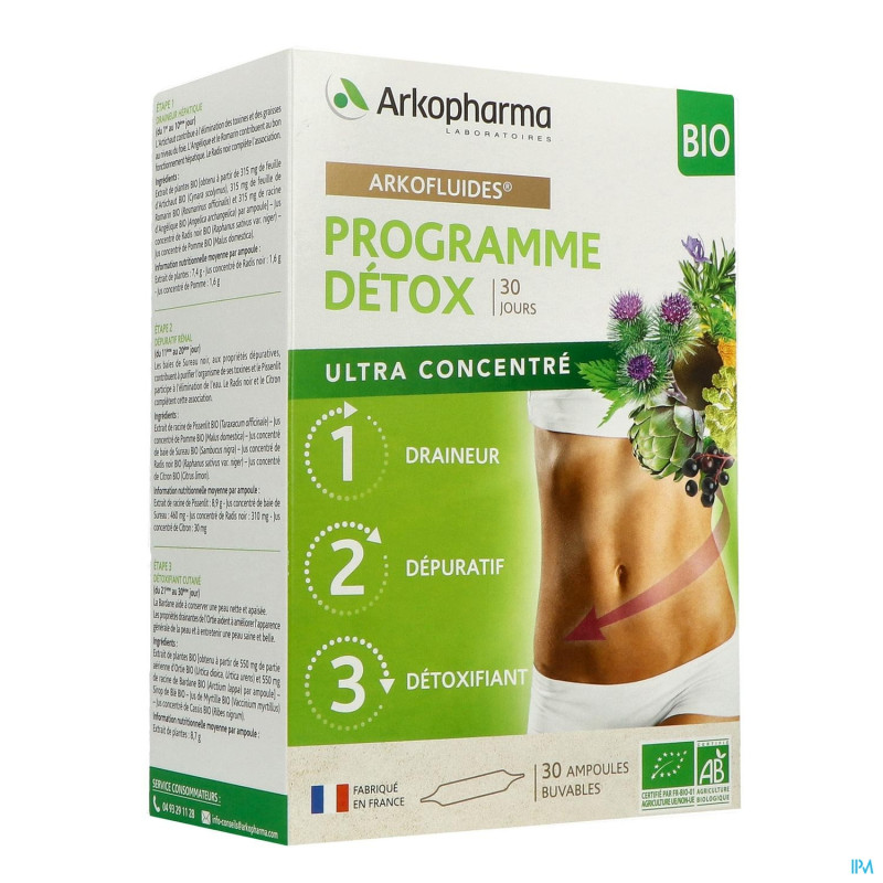 Arkofluides – Programme détox bio, 30 ampoules