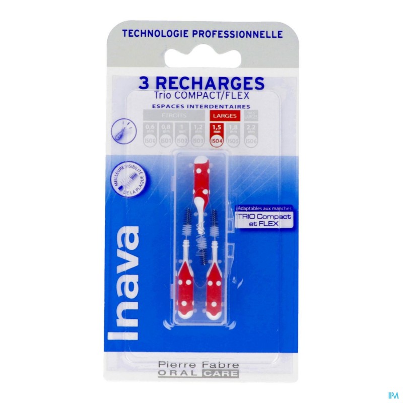 Inava Flex 1/2/3 Brossette Recharge Rouge X3