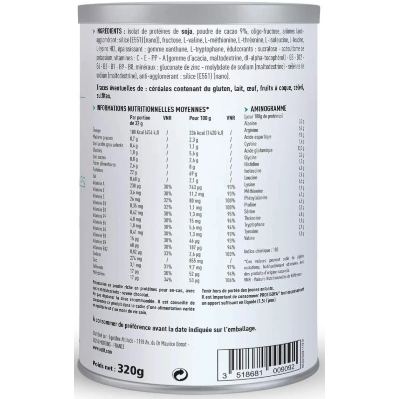 Eafit – Protisoya Protéines de soja - 320 g Chocolat