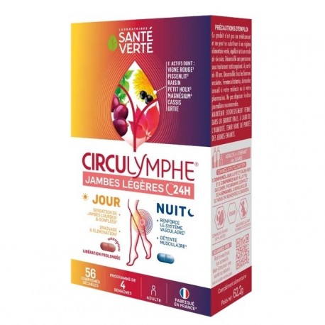 Santé Verte – Circulymphe Jambes Légères Jour & Nuit, 56 comprimés