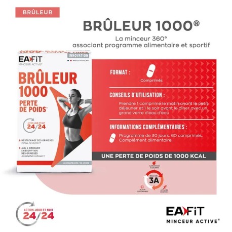 Eafit - Brûleur 1000 Perte De Poids Jour Nuit x60 Comprimés