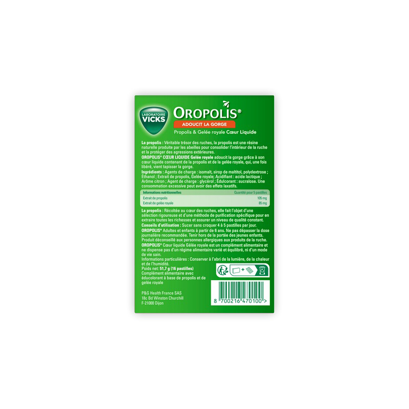 VICKS - Oropolis Pastilles Adoucissantes Gelée Royale, 24 PASTILLES
